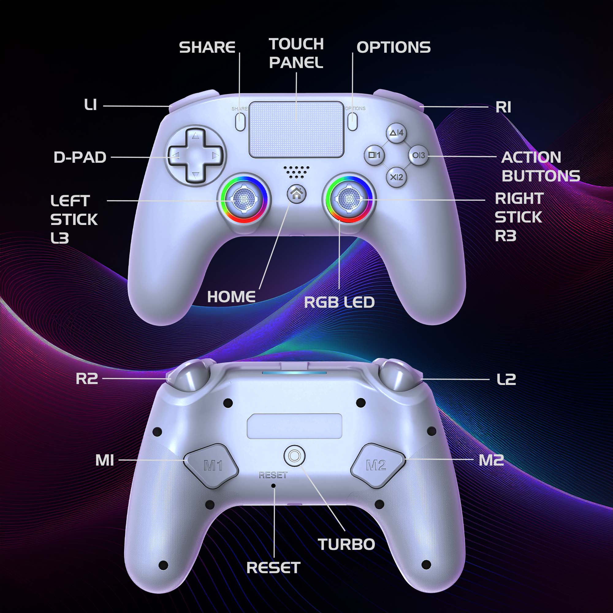 Subsonic Wireless Led Controller White for PS5 | Datafox e-pood
